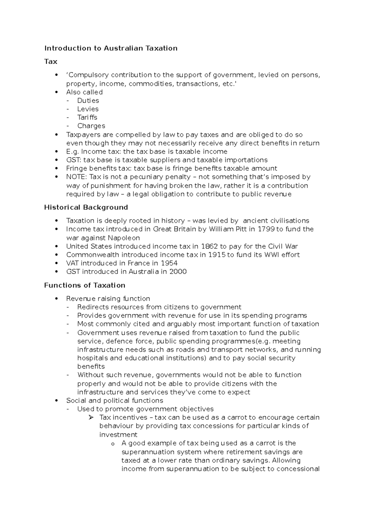 Taxation in Australia: Key Concepts and Historical Overview (TAX101 ...