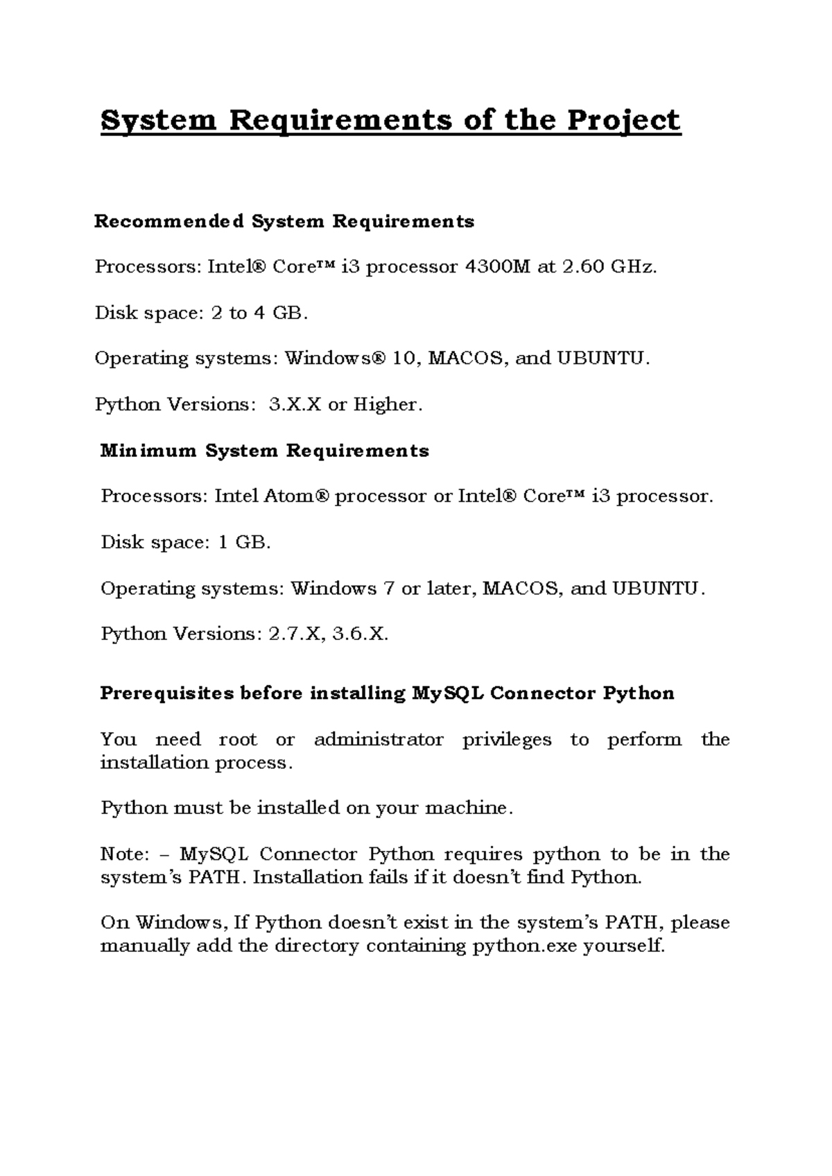 System Requirements and MySQL Connection for Hotel Management Project ...