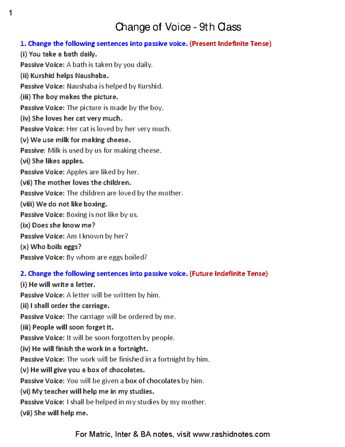 Change of Voice Exercises - 9th Class - Studocu