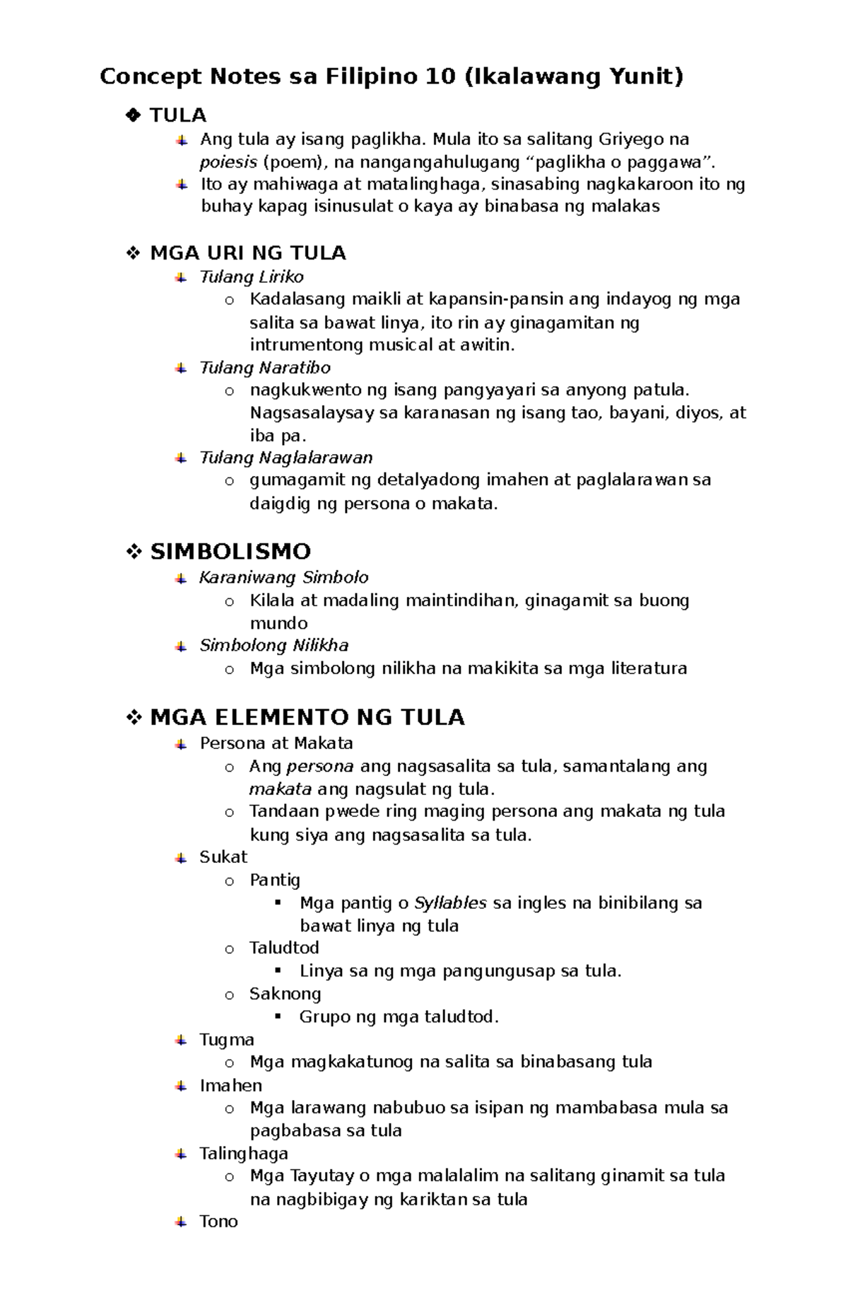 Concept+Notes+sa+Filipino+10 - Concept Notes sa Filipino 10 (Ikalawang ...