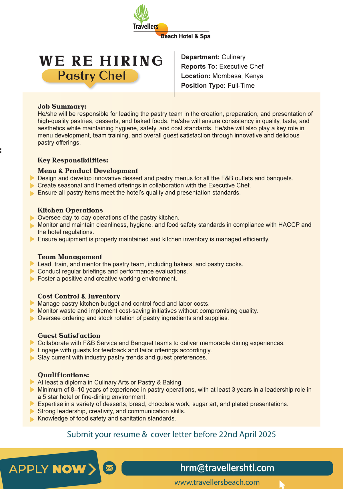 Pastry Chef Position Overview - Culinary Job Tutorial - Studocu