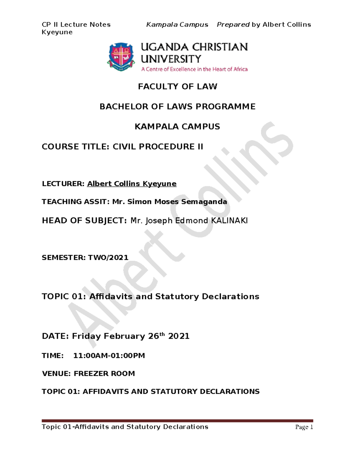 Topic 01: Affidavits and Statutory Declarations - Civil Procedure II ...