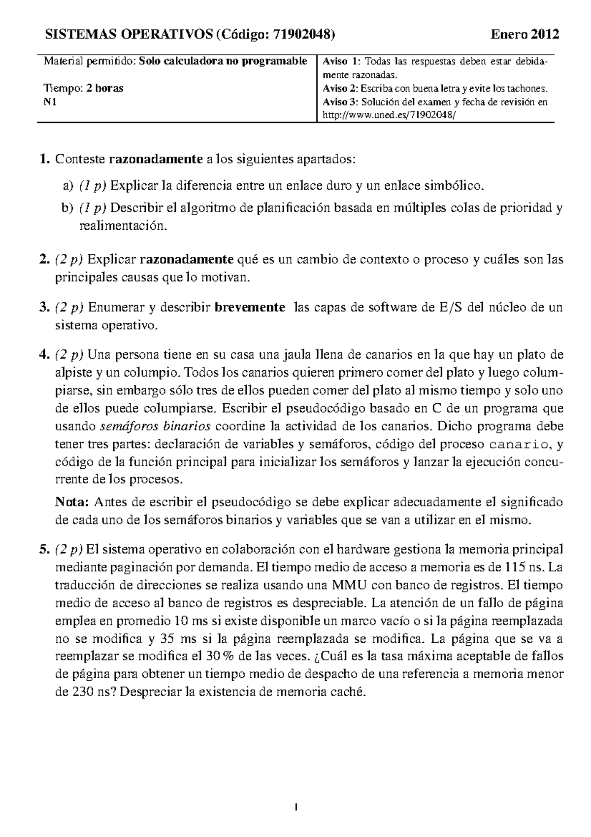 Soluciones de Exámenes Resueltos SSOO 2012-2020 (Código: 71902048 ...