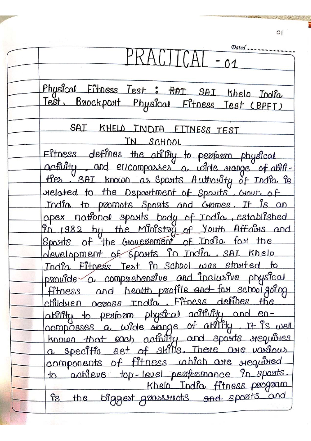 Physical Education Lab Manual: Class XII Practical Fitness Tests - Studocu