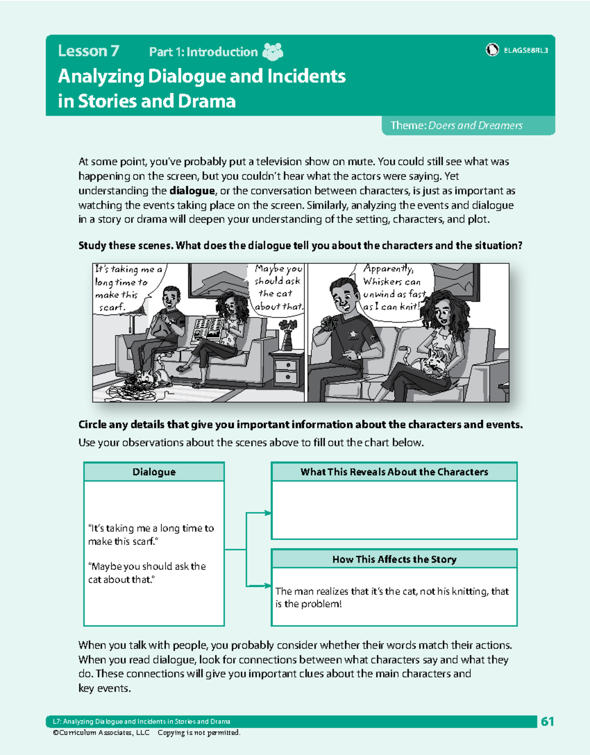 ELA Unit 5 RL3 i-Ready Toolbox - L7: Analyzing Dialogue and Incidents ...