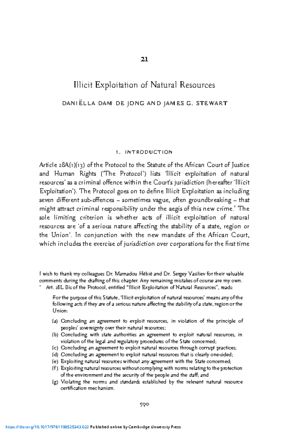 Illicit Exploitation of Natural Resources: A Critical Overview (21 ...