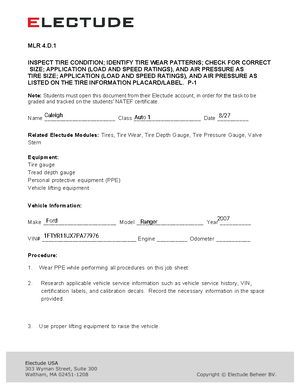 ASE task sheet..... - 7 ASE Technician Certification Meets NATEF Task ...