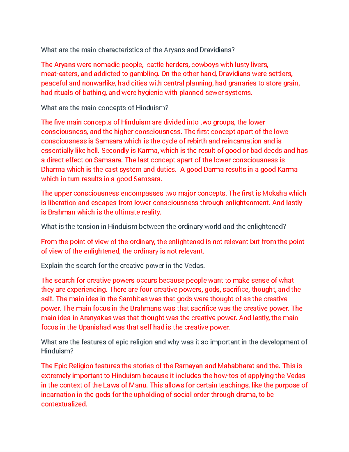 Hinduism Study Guide: Key Concepts, Beliefs, and Challenges - Studocu