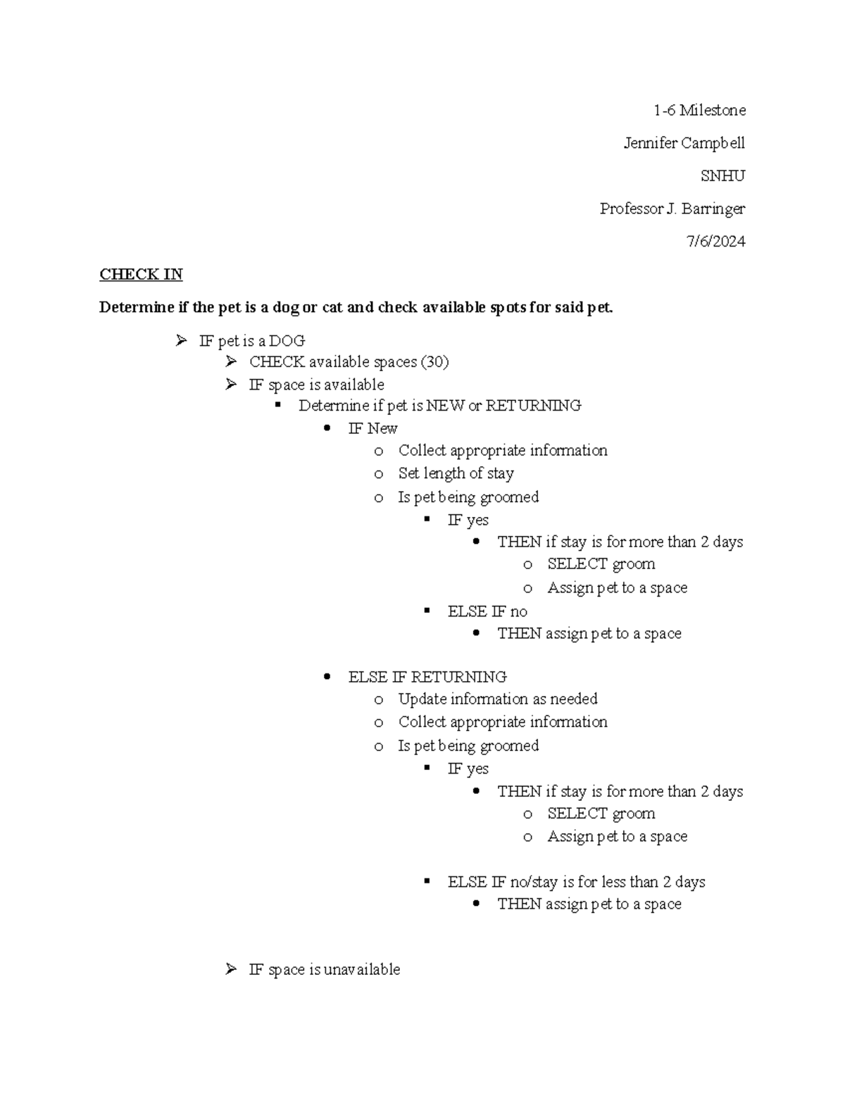 IT 145 Module 1 Milestone: Pet Check-In Process Guide - Studocu