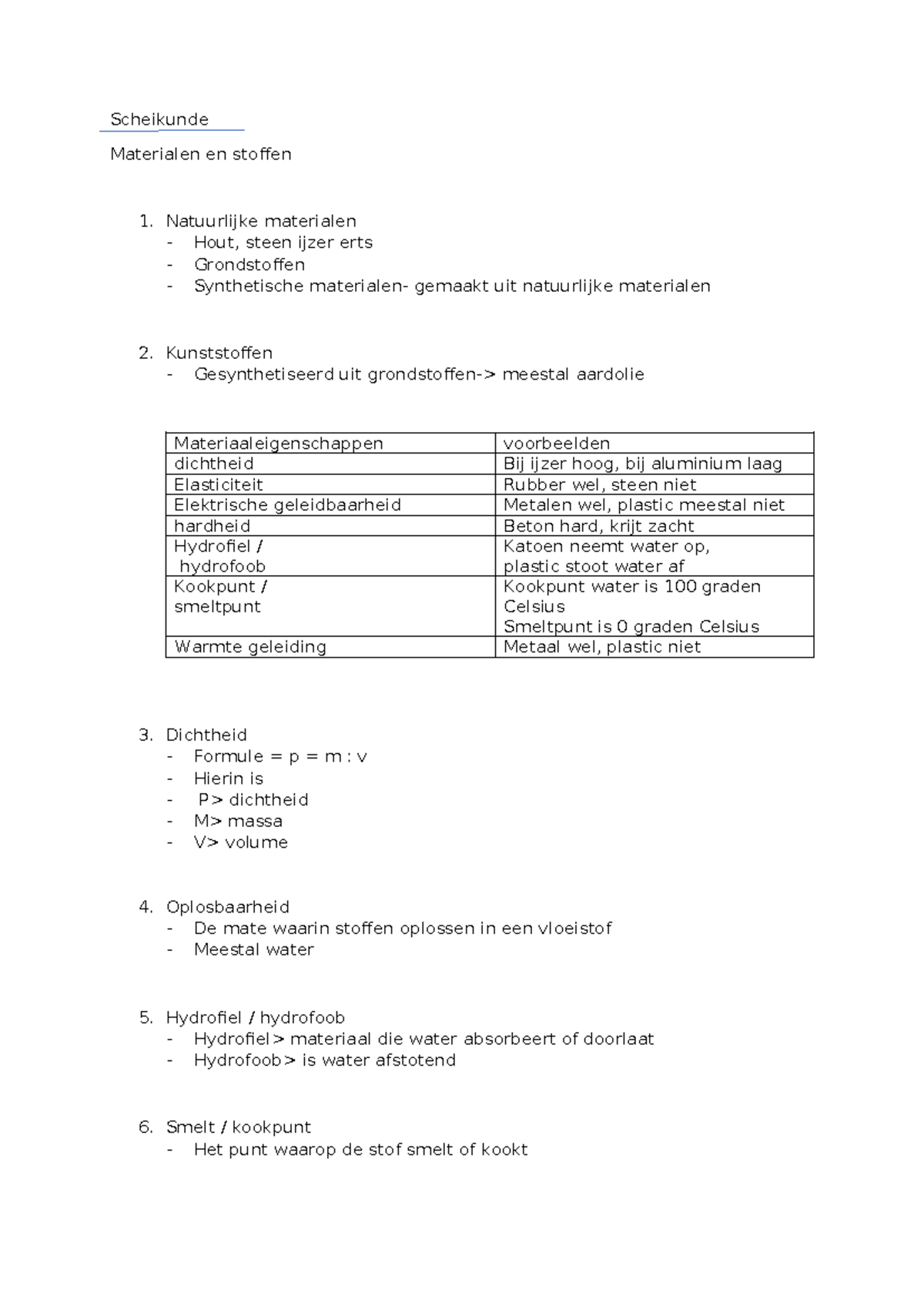 Scheikunde VWO3 Toetsweek 1: Materialen, Eigenschappen en Mengsels ...