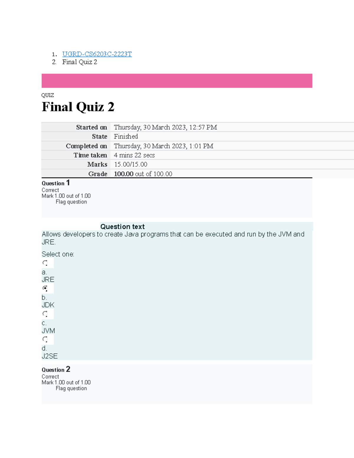 UGRD-CS6203 C Object Oriented Programming Final Quiz 2 - 1. UGRD ...