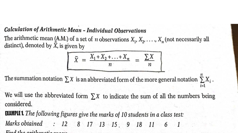 Calculation of Arithmetic Mean: Methods and Examples (BNS Stat) - Studocu