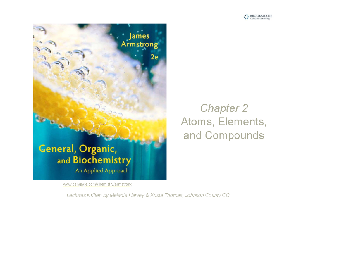 Chapter 2: Atoms, Elements, and Compounds - BMB207 Chem Lectures - Studocu