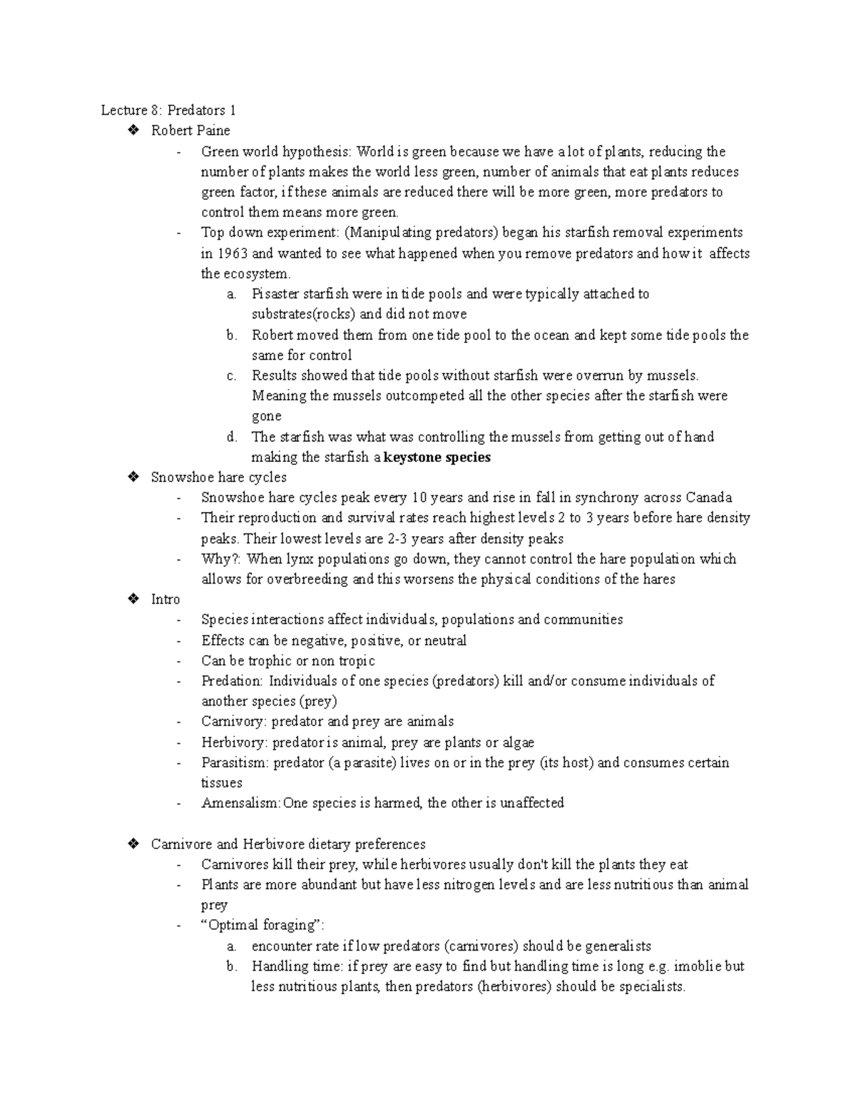 Ecology Exam 2 Study Guide: Predators and Species Interactions - Studocu