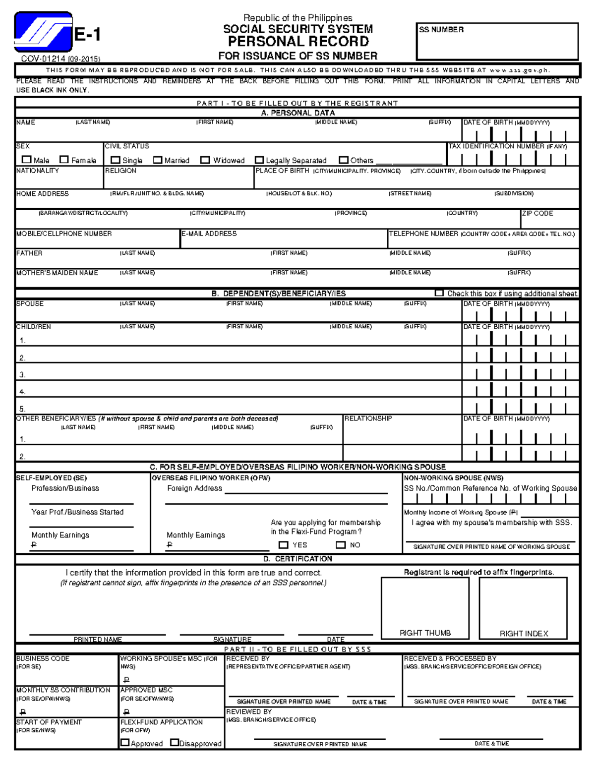 SSS Registration Form V123: Guidelines for Issuance of SS Number - Studocu