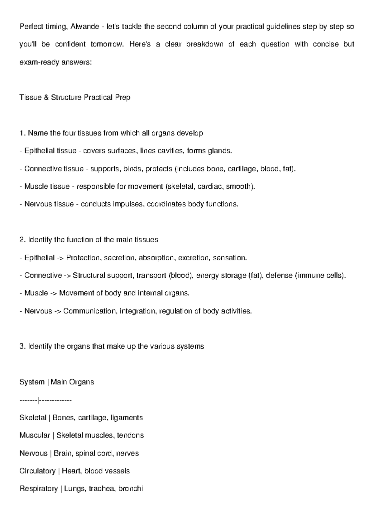 Tissue Structure Practical Prep: Key Concepts and Functions - Studocu