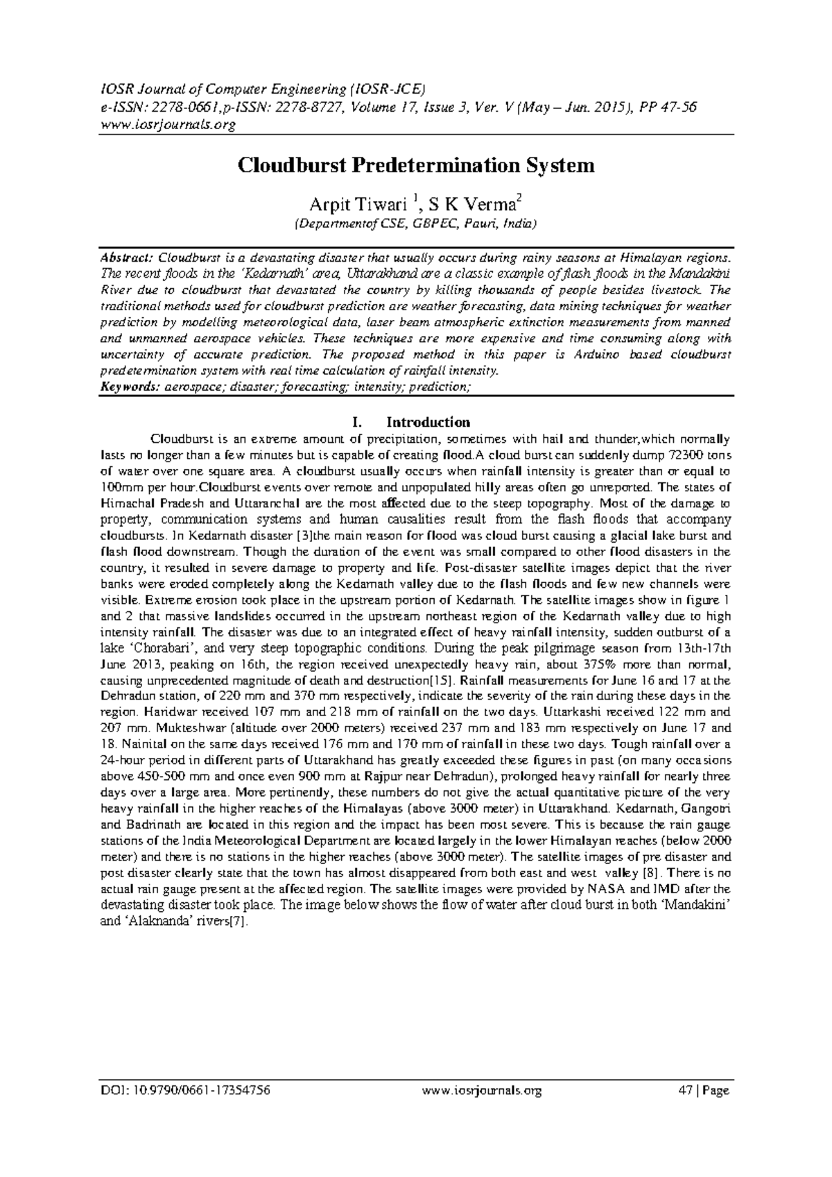 Arduino-Based Cloud Burst Prediction System: An Innovative Approach ...