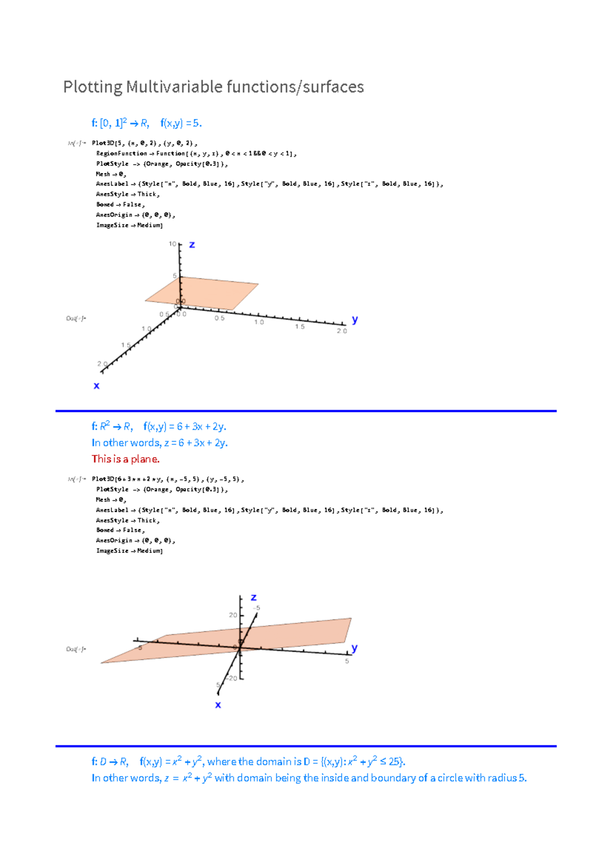 Multivariable Functions and Surfaces Plot - Med Test 3 (MATH 202) - Studocu