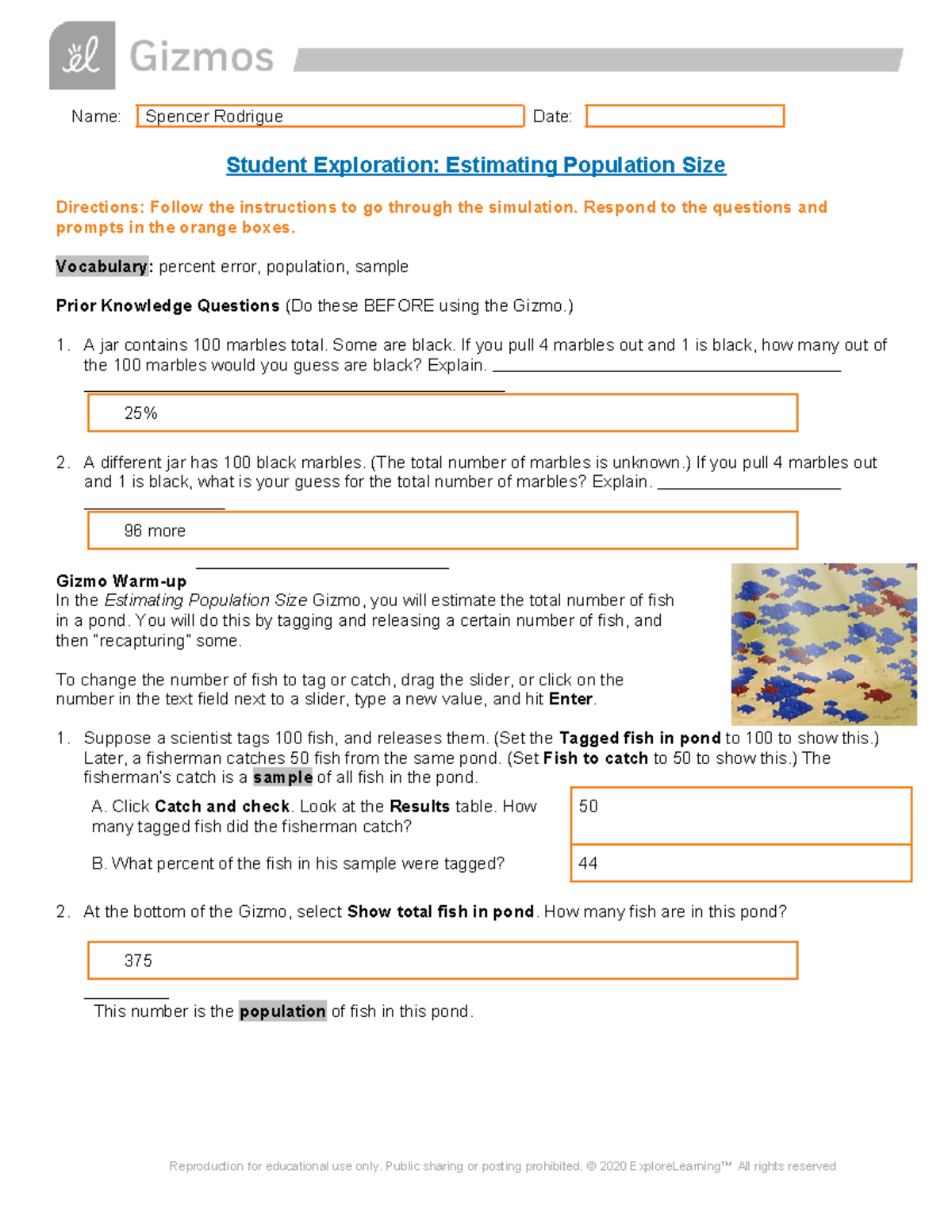 Estimating Fish Population Size Using Capture/Recapture Method ...