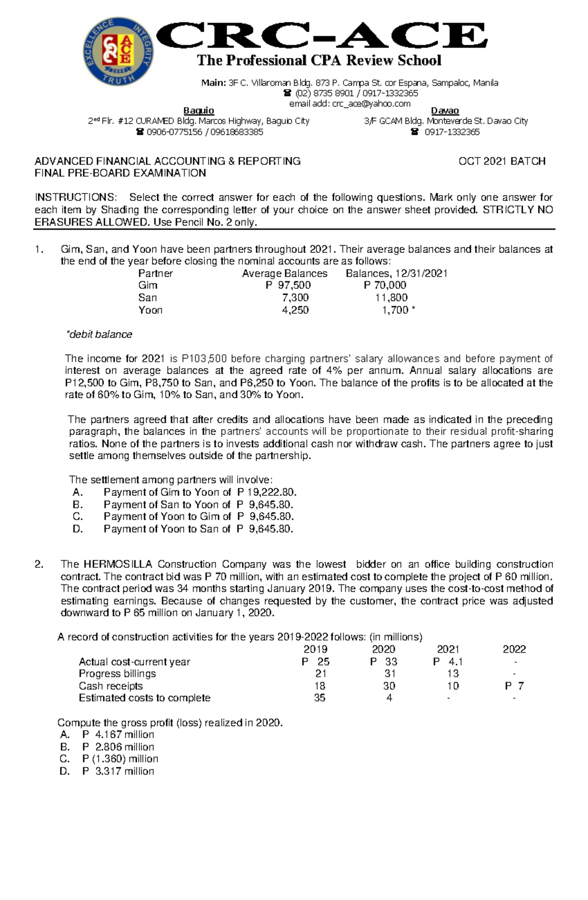 📍AFAR Final Pre-Board Exam Notes OCT 2021 - Advanced Financial ...
