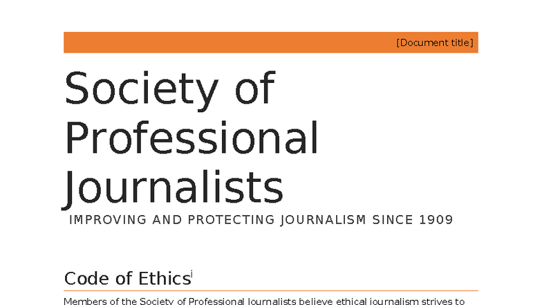 SPJ Code of Ethics: Principles for Ethical Journalism - Studocu