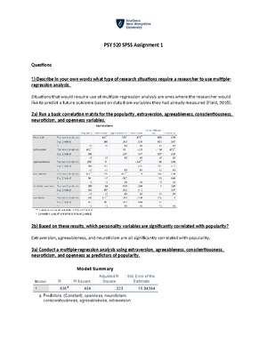 Psy 550 final - Final Project: Assessment Analysis Michelle Burnette ...
