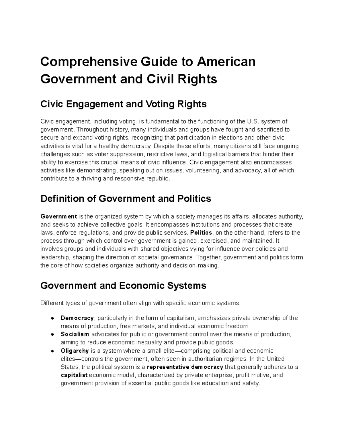 Comprehensive Guide to American Government & Civil Rights (CIV 101 ...