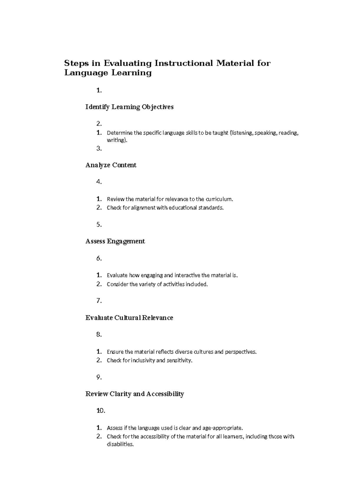 Evaluating Instructional Material for Language Learning: Key Steps ...
