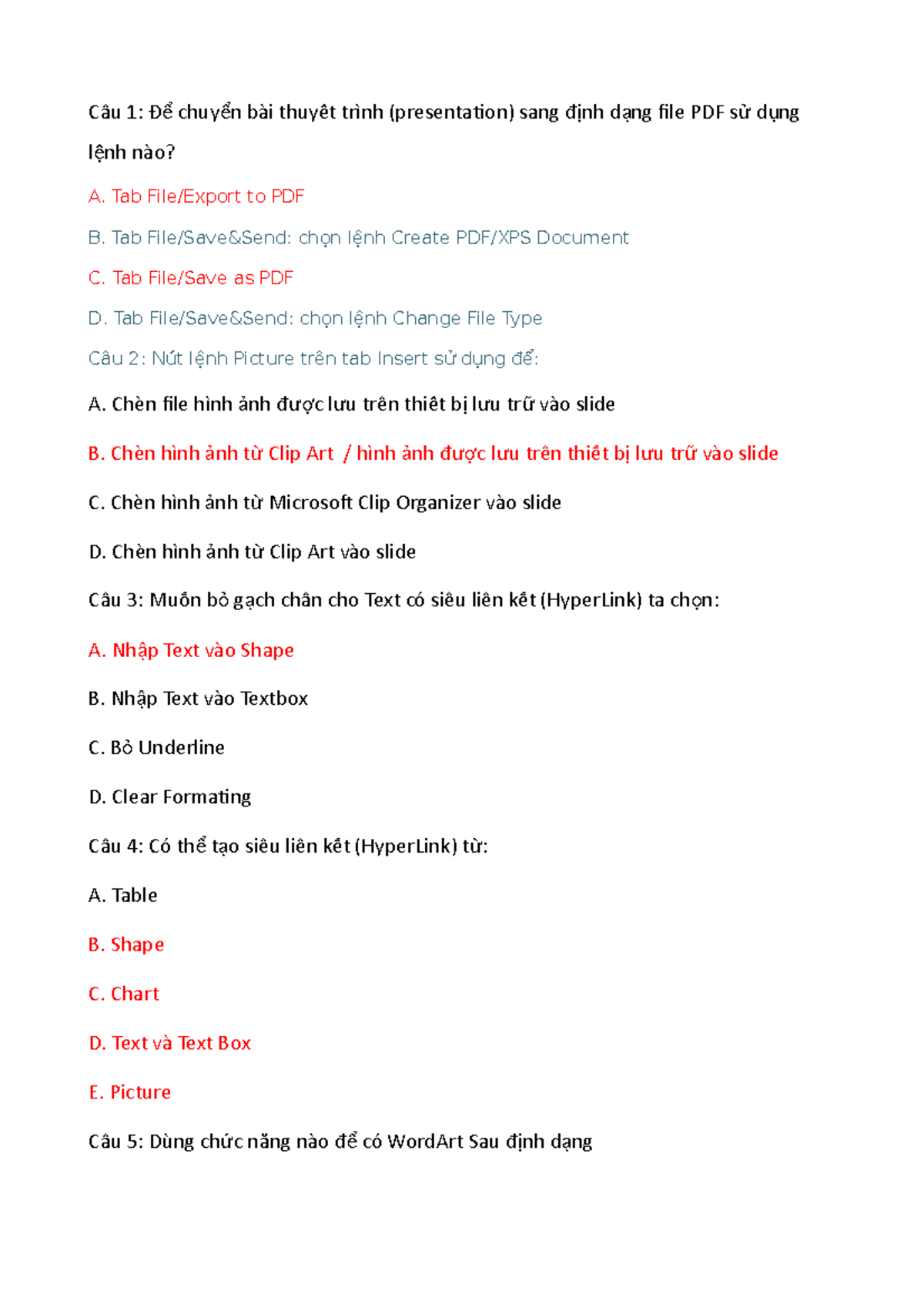 Power point - Câu 1: Đ chuy n bài thuyếết trình (presentaton) sang đ nh ...