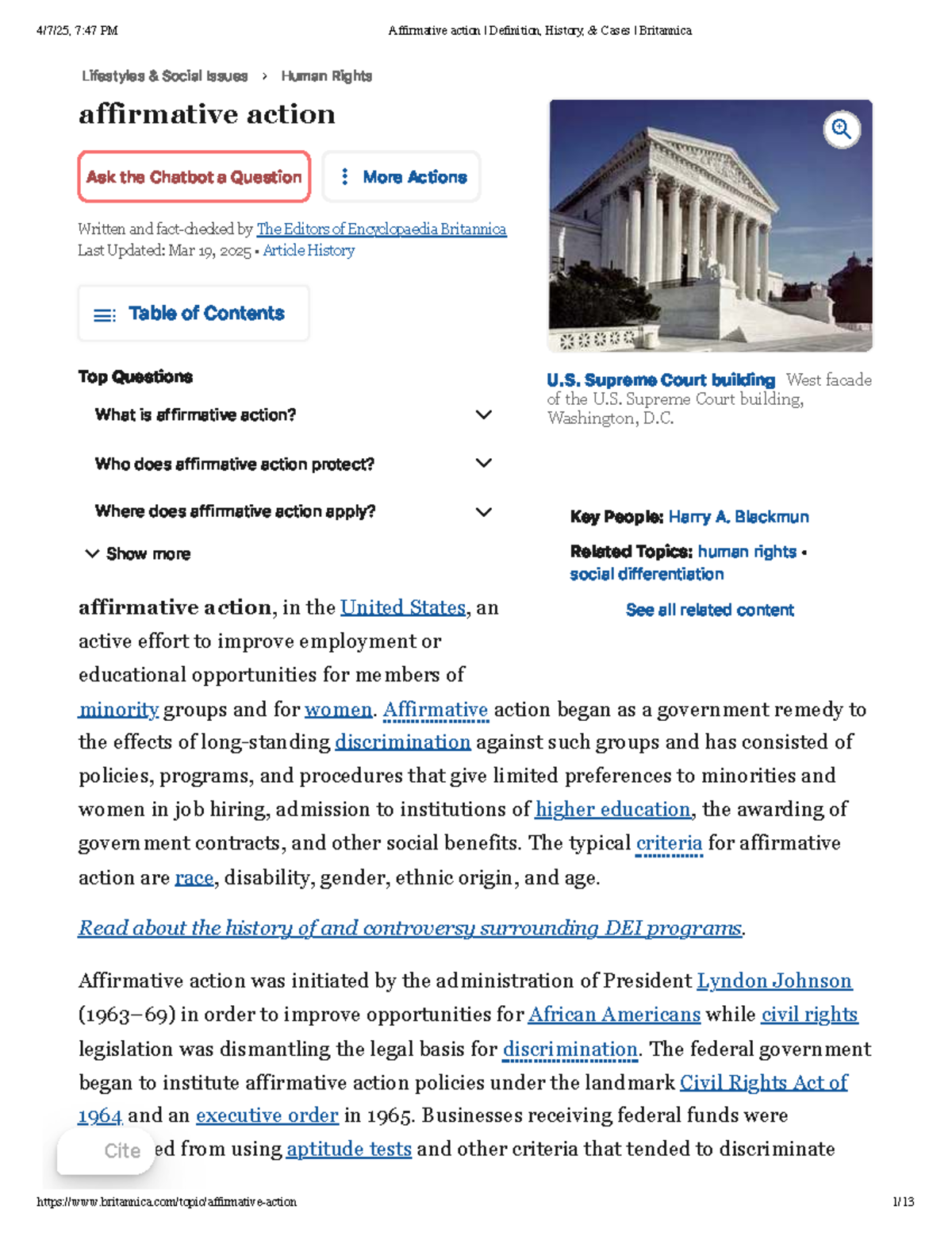 Affirmative Action: Definition, History, and Landmark Cases (SOC 101 ...