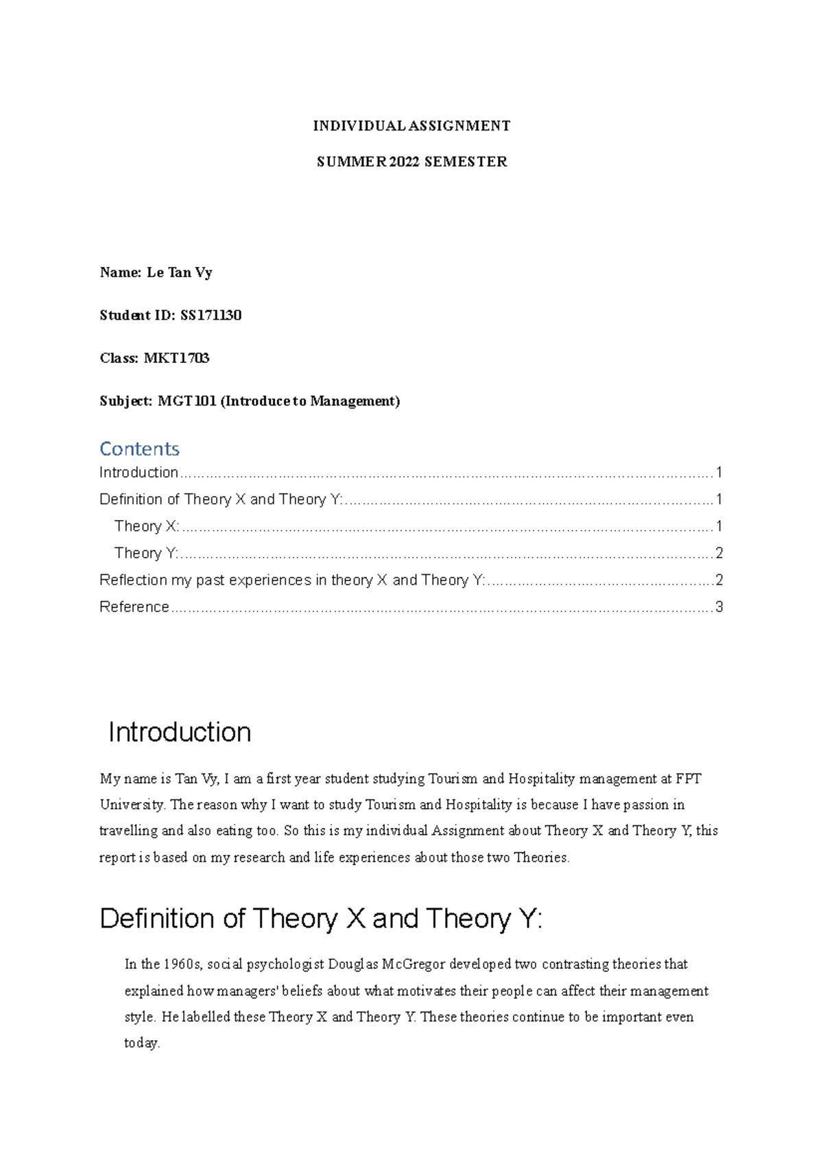 Individual Assignment - MGT - INDIVIDUAL ASSIGNMENT SUMMER 2022 ...