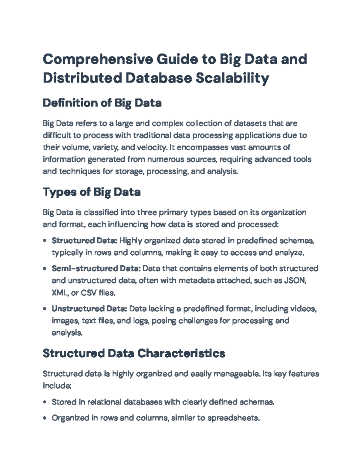 Comprehensive Guide to Big Data & Distributed DB Scalability Concepts - Studocu