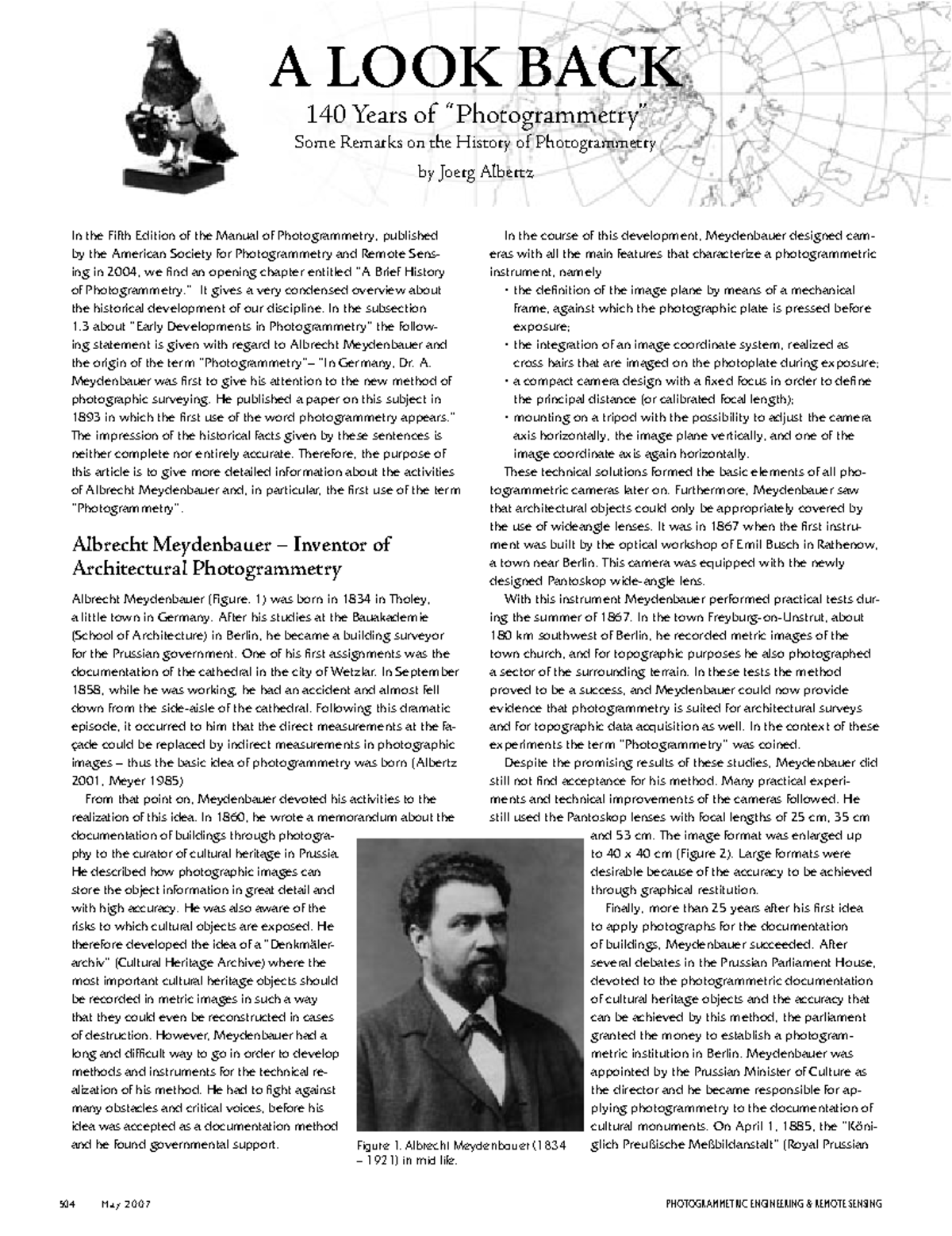 A LOOK BACK: 140 Years of Photogrammetry History and Innovations - Studocu