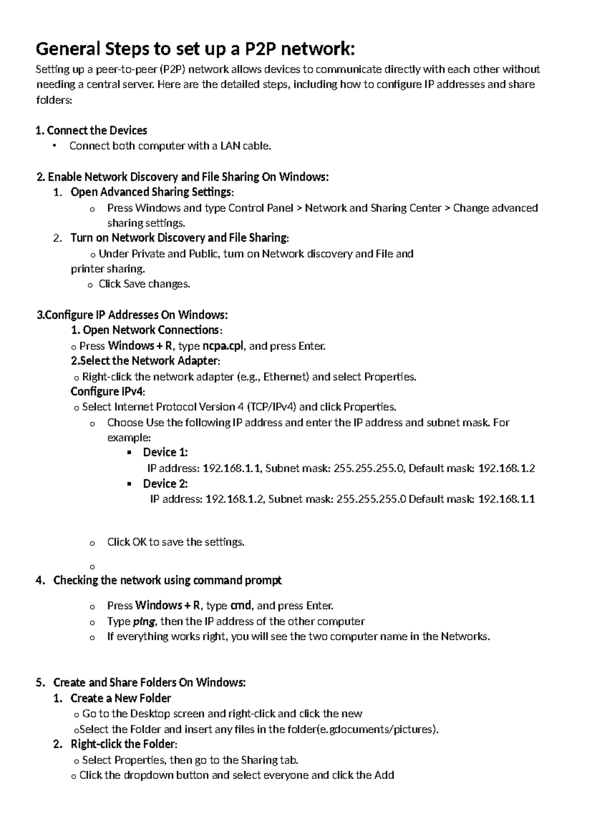 Setting up a P2P Network using Switch: Step-by-Step Guide - Studocu