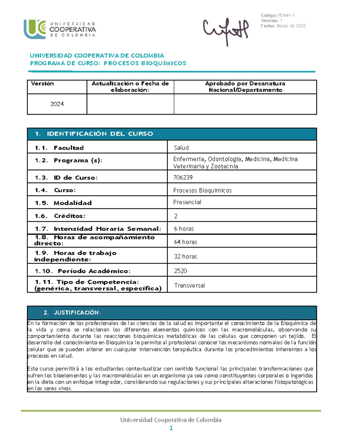 Procesos Bioquímicos - Curso 706239 - 2520 - UCC - Studocu