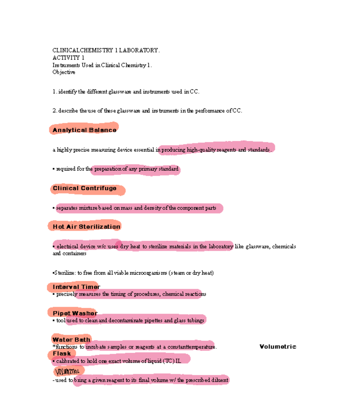 Clinicalchemist-1 - cc lec - CLINICALCHEMISTRY 1 LABORATORY. ACTIVITY 1 ...
