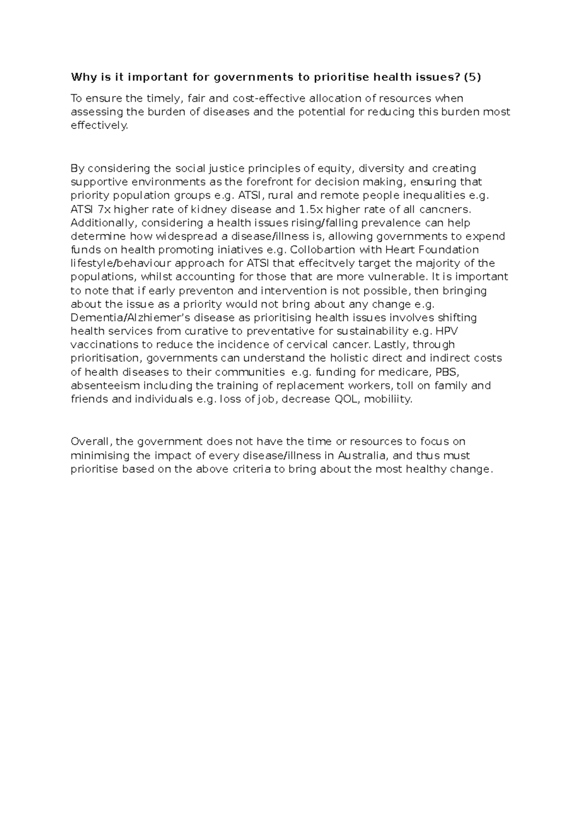 Health Prioritization in Government: Importance and Impacts (5) - Studocu