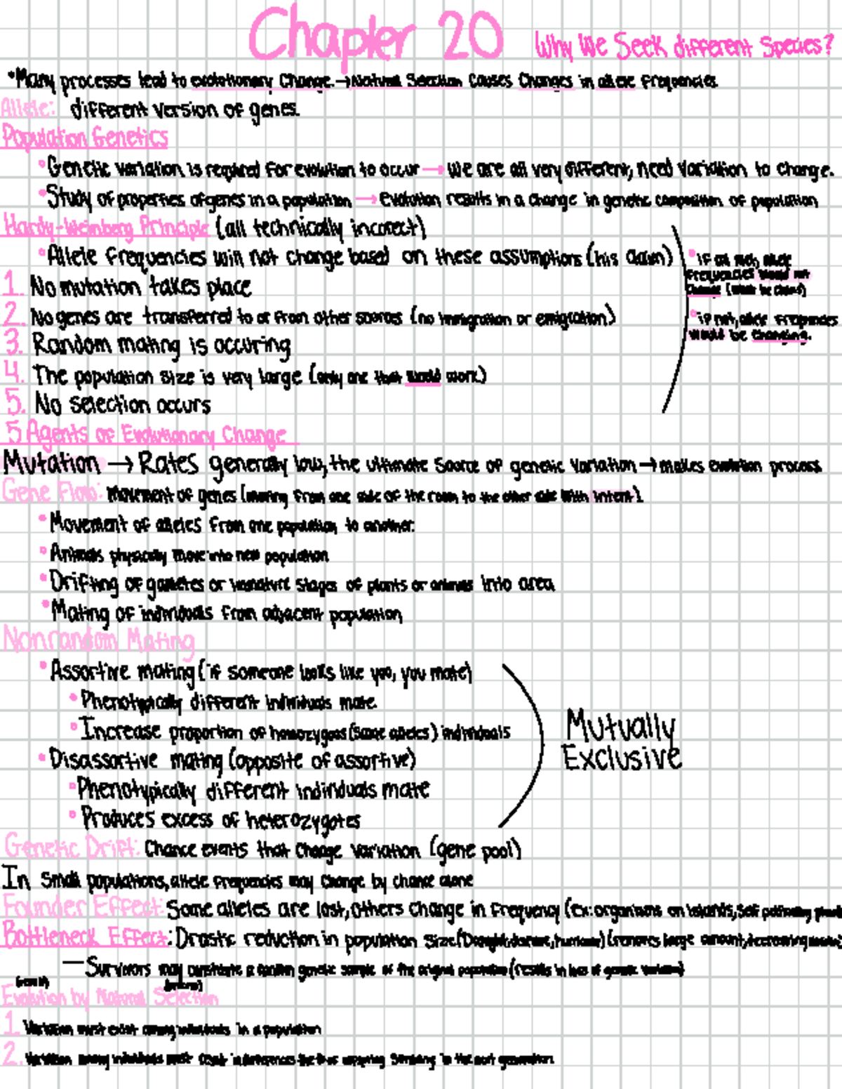 Bio 199 - Chapter 20: Evolutionary Change and Genetic Variation - Studocu