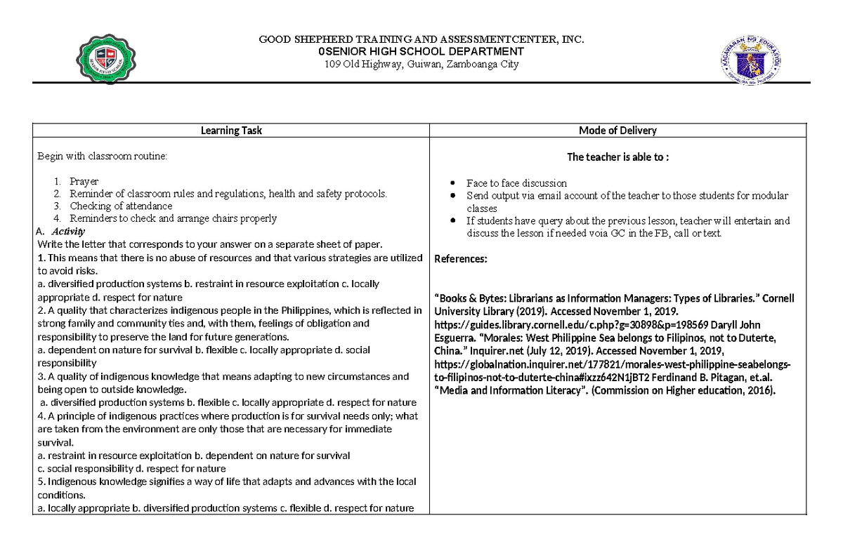 Module 4-MIL: Indigenous Knowledge and Resource Management Activities ...