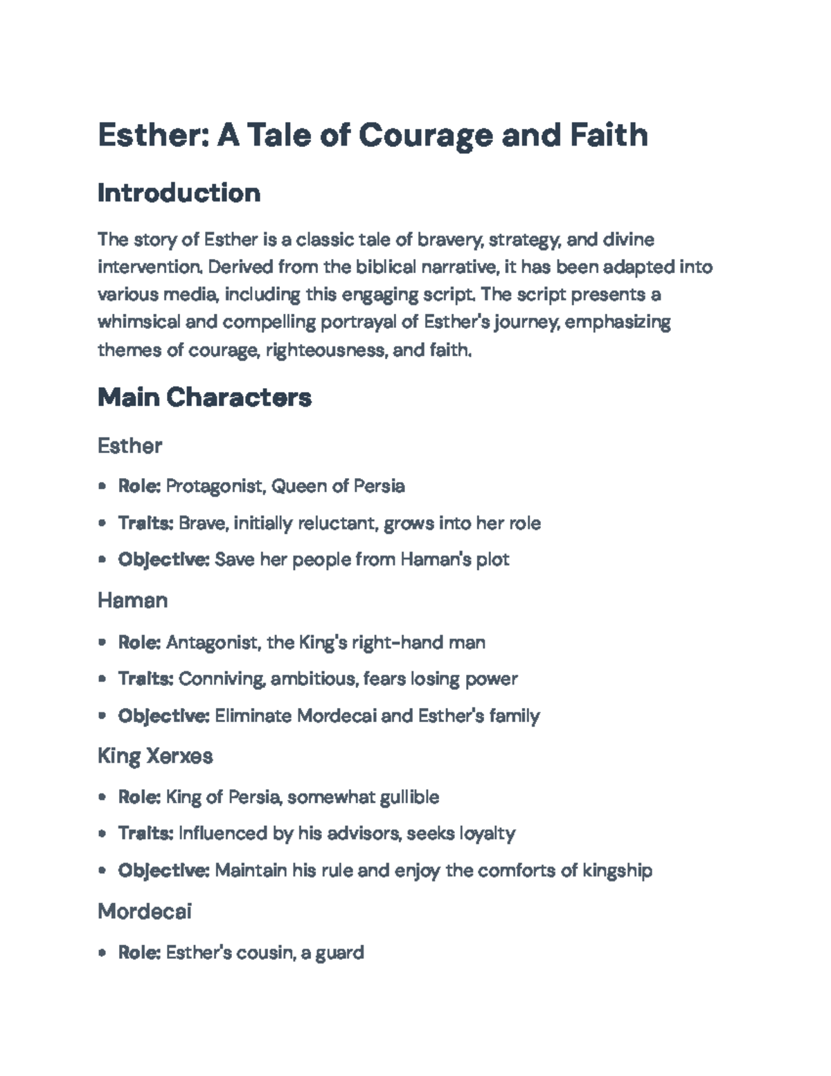 Esther: A Script on Courage and Faith (Drama Adaptation) - Esther: A ...