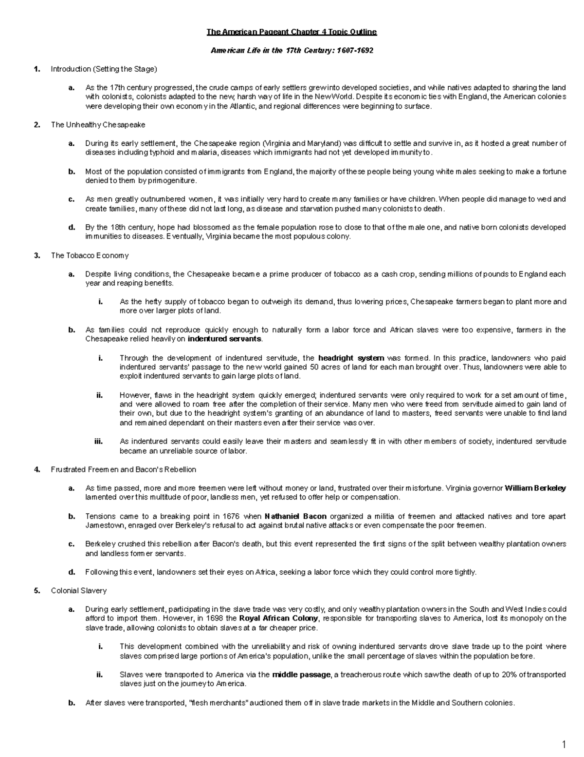 Apush Chapter 4 Topic Outline - The American Pageant Chapter 4 Topic ...