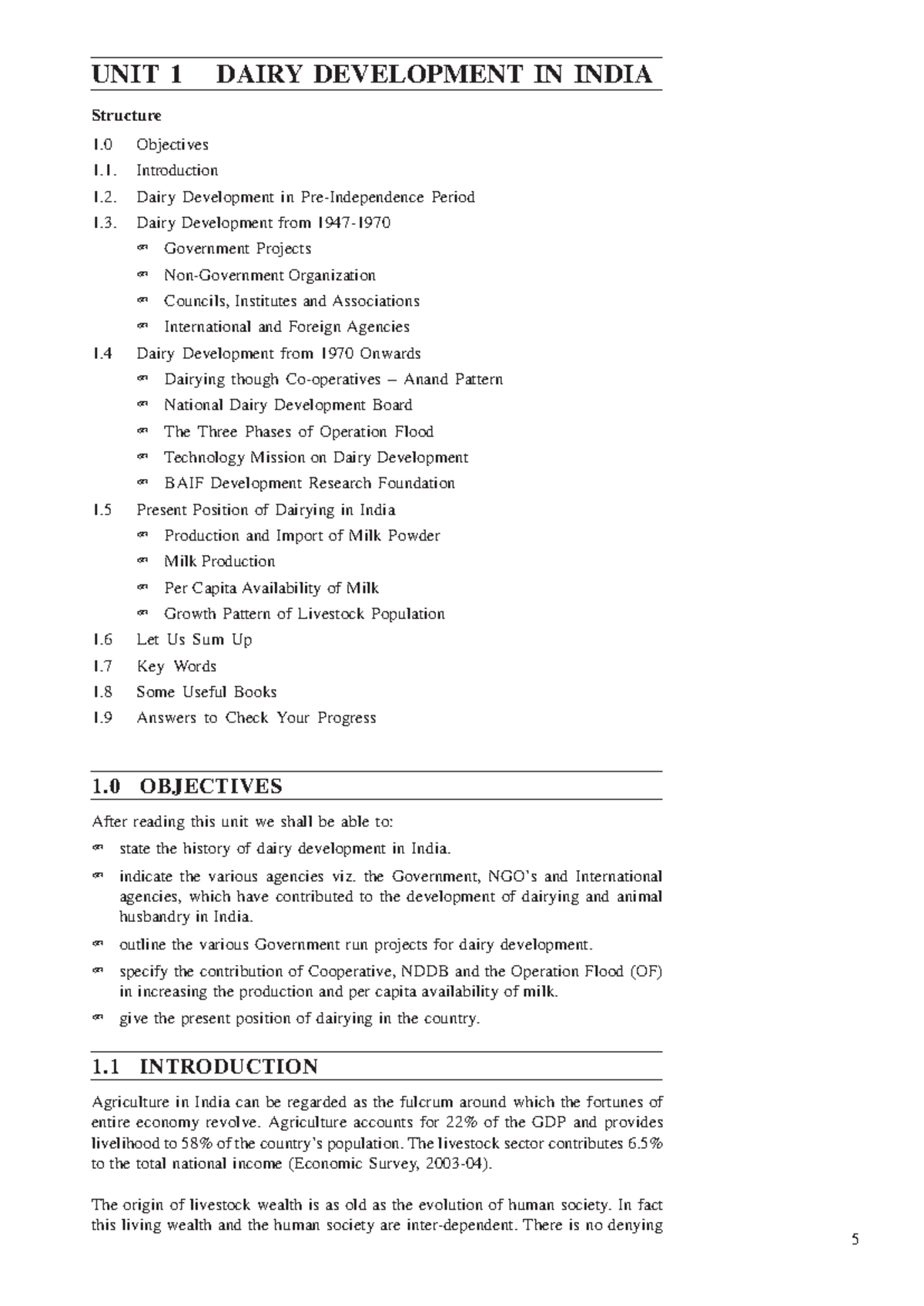 Unit-1 - UNIT 1 DAIRY DEVELOPMENT IN INDIA Structure 1 Objectives ...