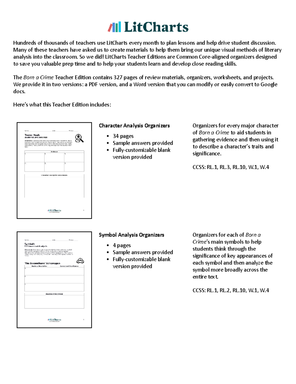 Born a Crime Teacher Edition: Comprehensive Lesson Organizers - Studocu