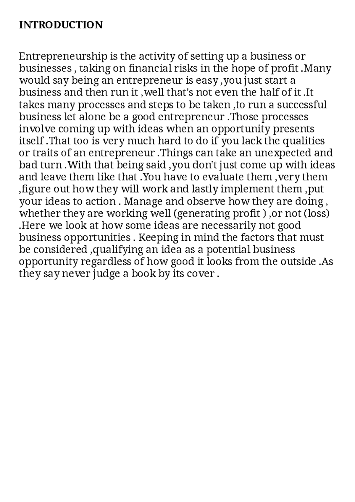 Ebm N4 Assignment 1 Project Introduction Entrepreneurship Is The