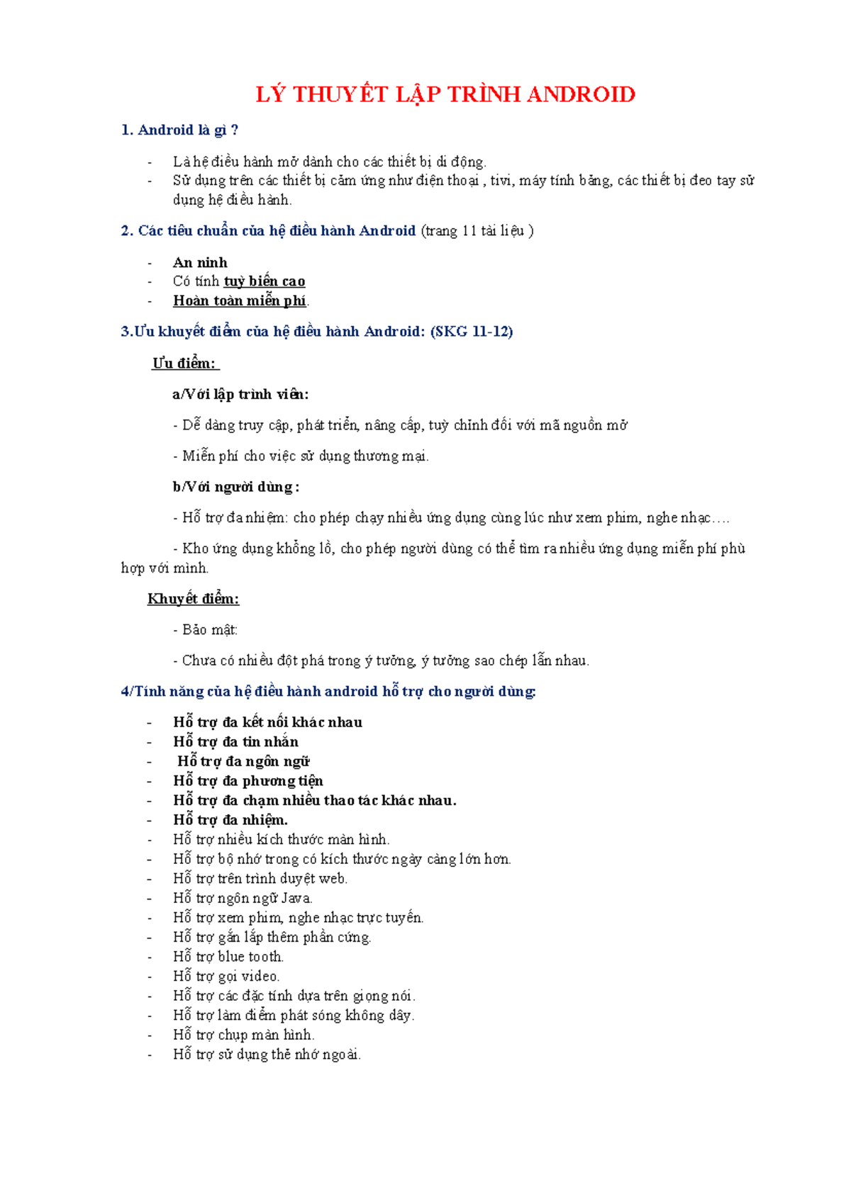 Lý Thuyết Lập Trình Android (Môn: Lap Trinh Android A) - Studocu