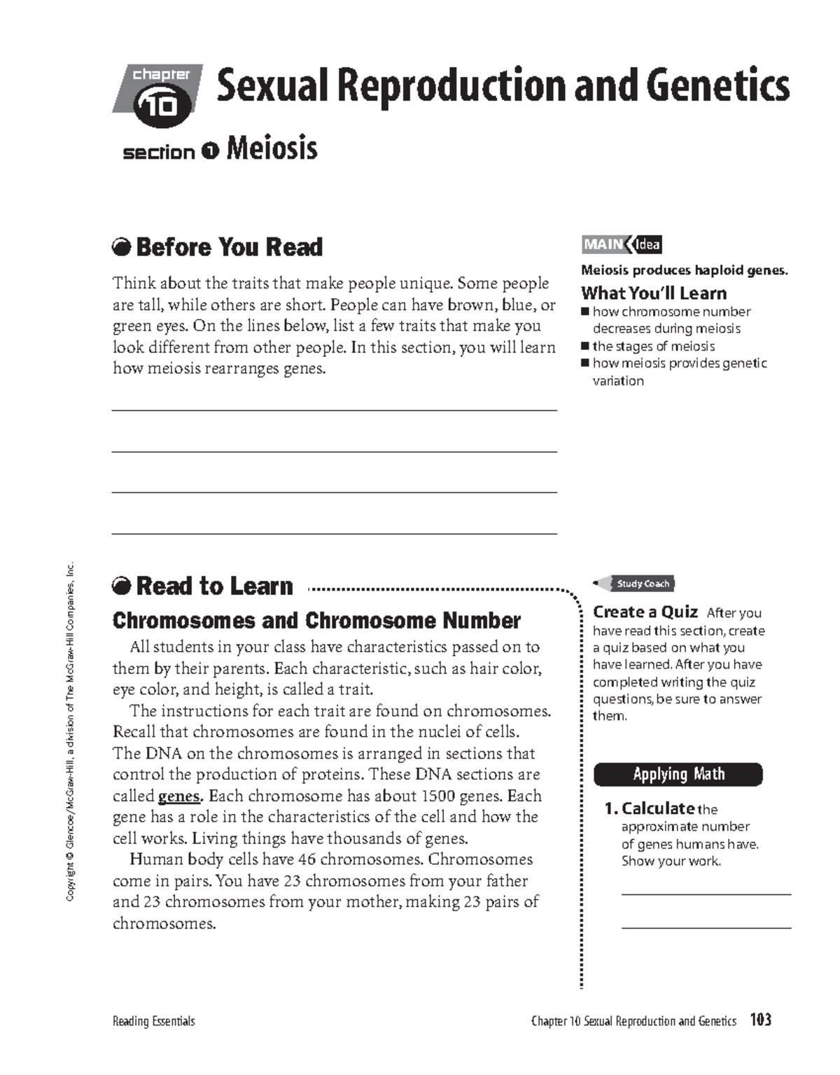 Chapter 10.1 Meiosis: Understanding Sexual Reproduction & Genetics ...