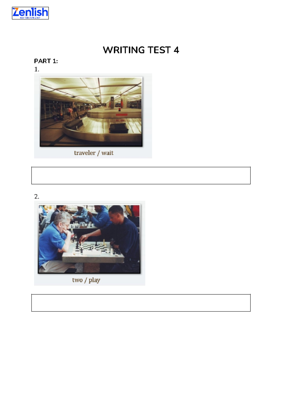 Toeic Writing - Practice - WRITING TEST 4 PART 1: 1. 2. 3. 4. PART 2: 6 ...