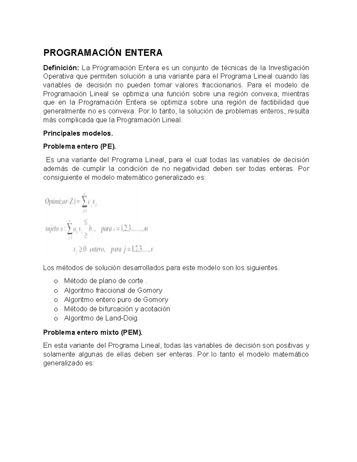 Programación Entera: Métodos y Modelos para Optimización y Asignación ...