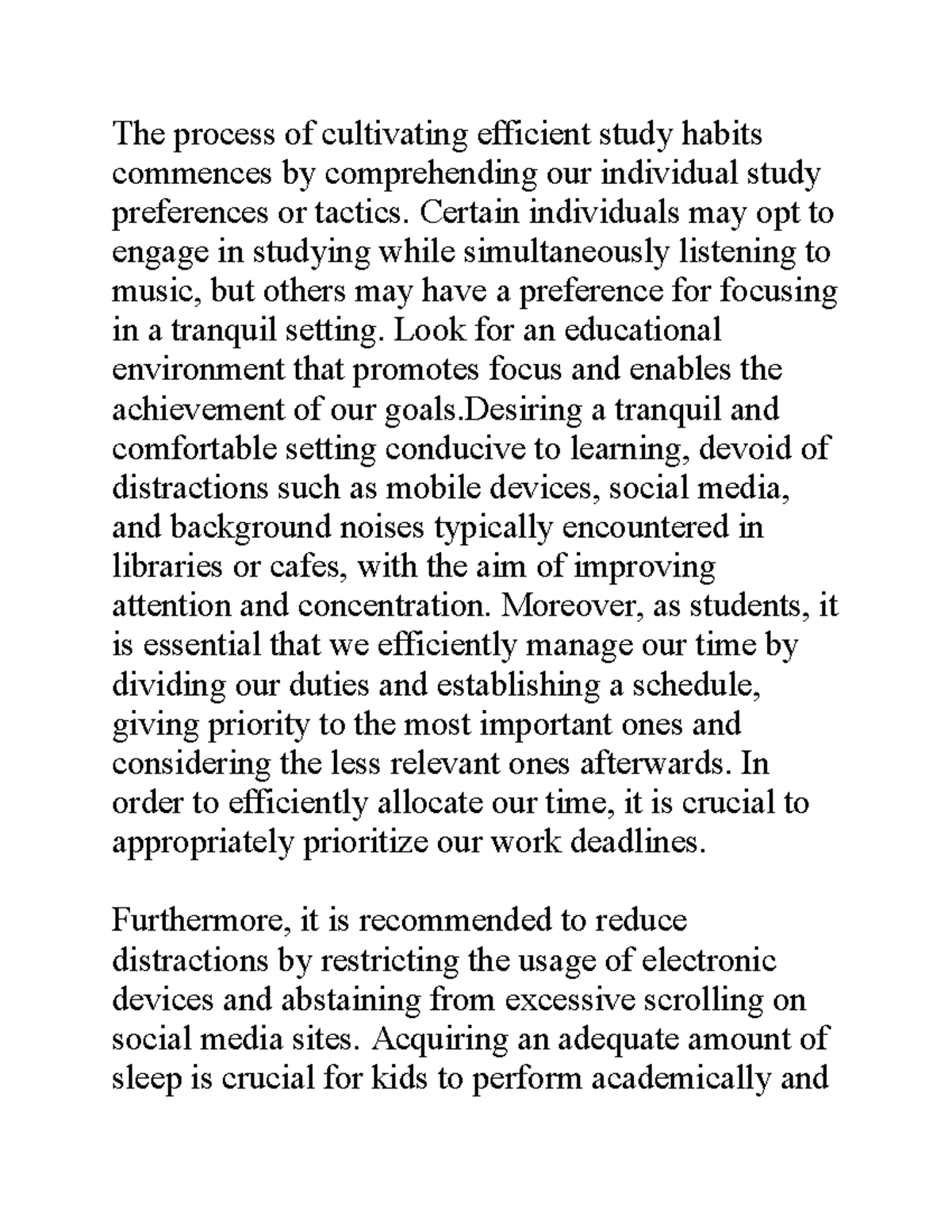 Understanding the self - The process of cultivating efficient study ...