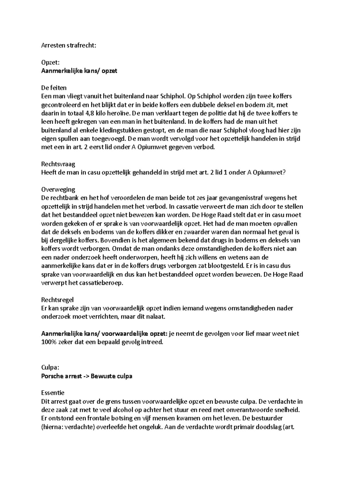 Arresten Strafrecht: Opzet, Culpa & Pogingsleer met Rechtsregels ...